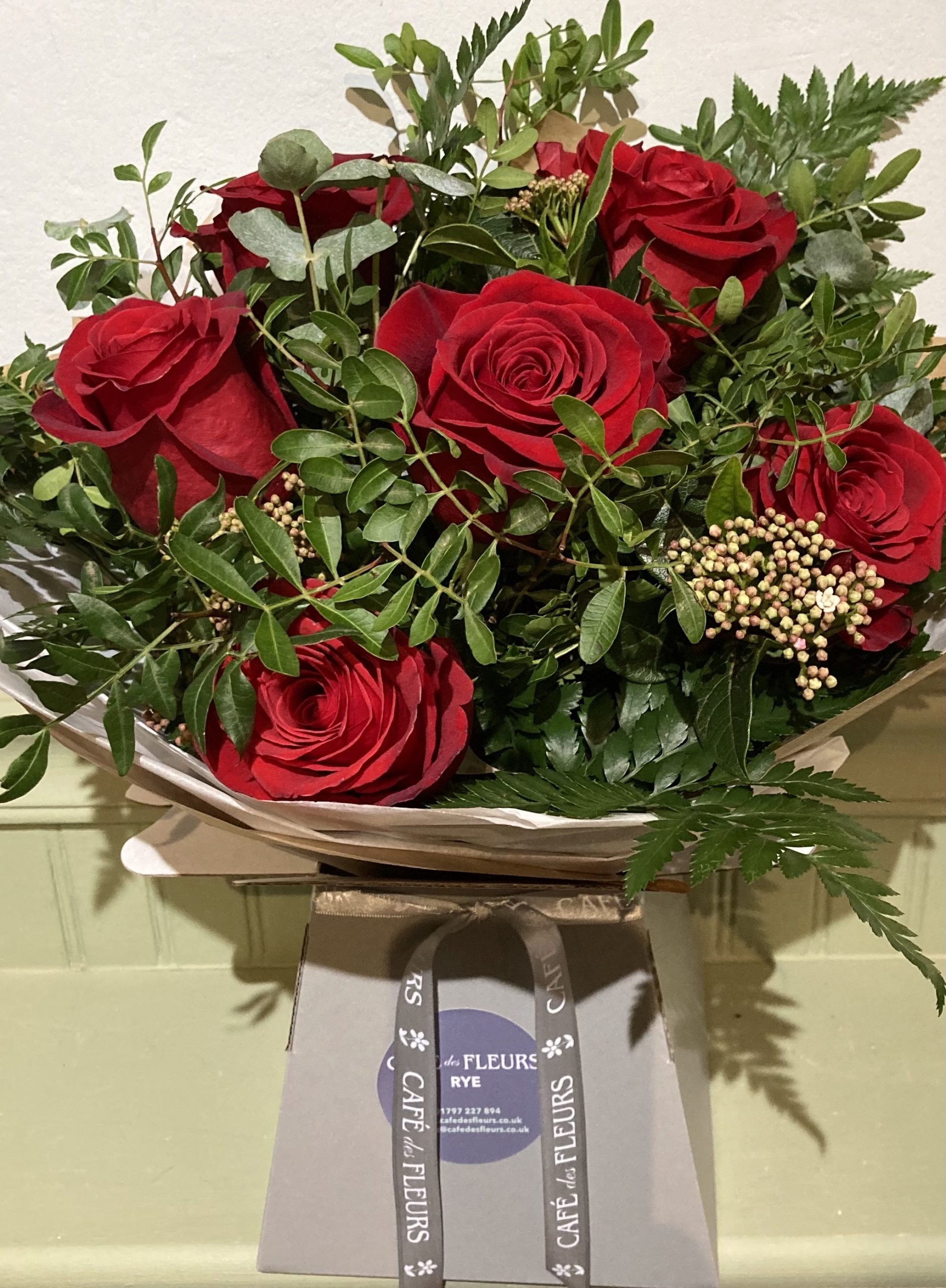 Six Red Roses | Cafe des Fleurs | Florist Bouquets Rye, East Sussex